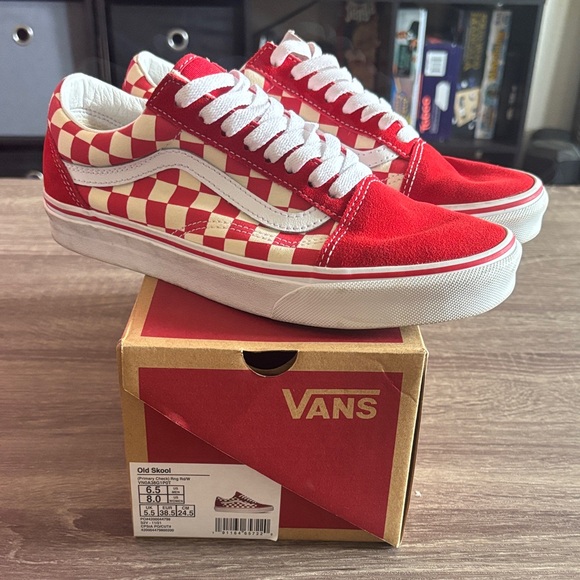 Vans | Shoes | Vans Old Skool Red Cream Checkered | Poshmark